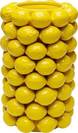 Kare Design Vase Design Lemon Juice - Vase décoratif - Motif Citron - en Porcelaine - Fait à la Main - Pièce Unique - 43 cm (H)