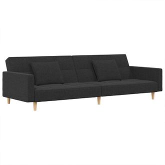 vidaXL Vidaxl - Canap&eacute;-lit &agrave; 2 places avec deux oreillers Gris fonc&eacute; Tissu
