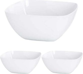 Emsa 505271 Eckige Schale für Desserts, Kunststoff, 2.0 Liter, 20 x 20 x 11 cm, Weiß, Vienna (Packung mit 3)