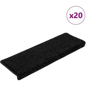 vidaXL Tapis descalier 20 pi&egrave;ces 65 x 21 x 4 cm Noir Bord rectangulaire vidaXL