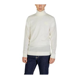 Calvin Klein Jeans Homme, Pulls, Blanc, Taille: XL Pull en Laine Col Roulé Coupe Classique