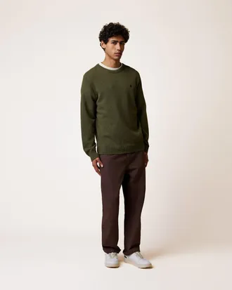 Faguo Pull col rond en laine kaki chin&eacute;