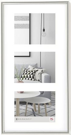 Walther Design Bilderrahmen silber 3x 13x18 cm Galerie mit Passepartout, Galeria Kunststoffrahmen KS338S