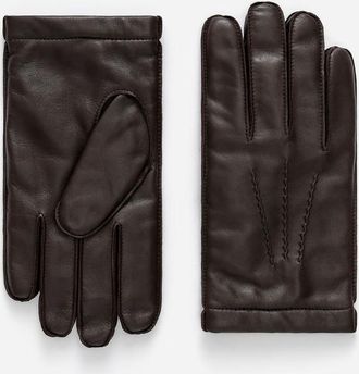 Arket Lederhandschuh Mit Wollfutter -Braun