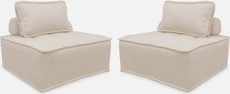 Sweeek Lot de 2 chauffeuses pour canapé modulable Tissu capitonné crème avec Un Coussin