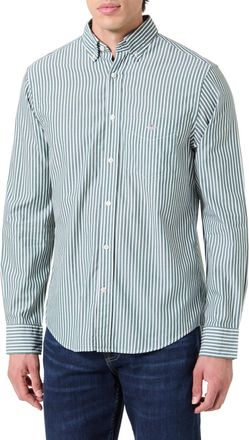 GANT Herren REG Classic POPLIN Stripe Shirt Hemd, Gr&uuml;n, XL