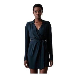 Patrizia Pepe Wickelkleid mit Bindeg&uuml;rtel - - Dresses - Damen - Blau - M