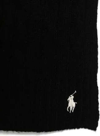 Ralph Lauren Cable Knit Wool-Cashmere Blend Scarf - Black