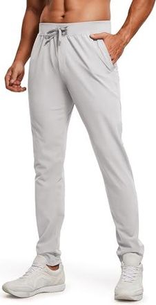 CRZ YOGA Pantalon de Voyage de randonnée athlétique léger pour Hommes avec Poches - 76 cm Platine Gris XL