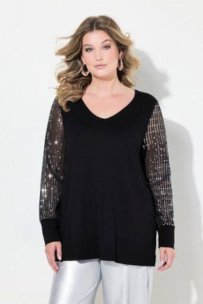 Miamoda Longsleeve T-Shirt A-Linie Glitzerjersey-Langarm