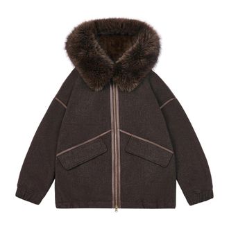 Cesare Gaspari Nord Kapuzenjacke aus Kunstpelz - - Jackets - Damen - Braun - M