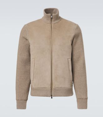 Agnona Veste bomber en cachemire et daim
