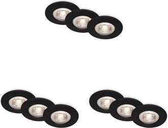 Briloner Leuchten - 3er Set LED Einbauleuchten Decke, Dimmbare Einbaulampen, Ultraflache Einbaustrahler Bad, Badeinbaustrahler IP44, Schwarz, 90x25 (DxH), 7036