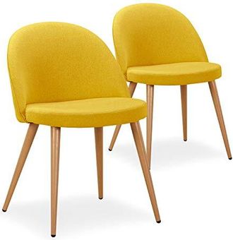 Menzzo Maury Set mit 2 St&uuml;hlen, Stoffbezug Gelb