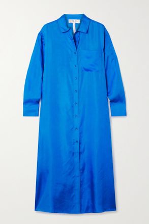 Apiece Apart Viva Hemdblusenkleid Aus Seidensatin - Blau