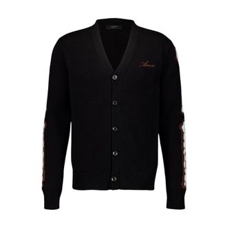 Amiri Leopard Bones V-Neck Cardigan - - Knitwear - Herren - Schwarzk - L