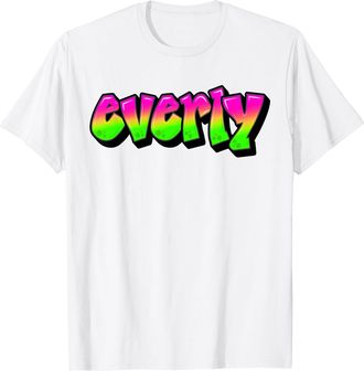BDAZ Everly Graffiti Personalisierter Name Gr&uuml;n Rosa Frauen M&auml;dchen T-Shirt