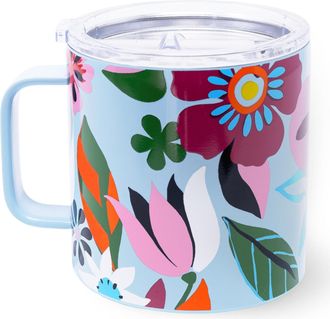 Kate Spade New York Isolierter Edelstahlbecher mit Griff und Deckel, 473 ml, doppelwandiger Becher, wiederverwendbarer Kaffeebecher f&uuml;r hei&szlig;e und kalte Getr&auml;nke (Safari-B