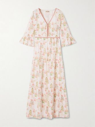 Emporio Sirenuse Bella Midikleid Aus Baumwolle Mit Blumenprint - Pink