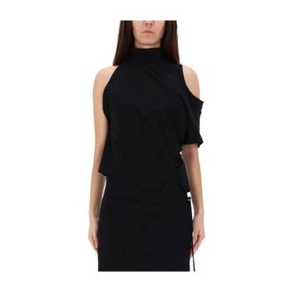 Courr&egrave;ges T-shirt en jersey torsad&eacute; - Femme - Blouses et Chemises - Noir - Taille: 38 FR