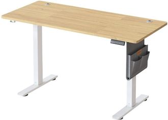 Songmics Bureau &Eacute;lectrique R&eacute;glable en Hauteur, 140 x 60 cm, Fonction M&eacute;moire 4 Hauteurs, Port USB-C, Organiseur, pour T&eacute;l&eacute;travail, Dor&eacute; Ch&ecirc;ne