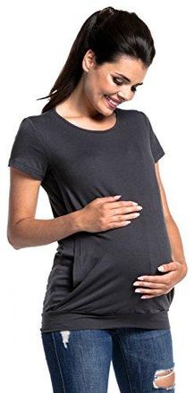 Happy Mama Femme Top Maternit&eacute; dallaitement T-Shirt D&eacute;sign en Couches. 436p (Graphite, 42-44, XL)
