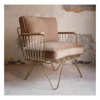 Honor&eacute; Fauteuil Croisette dor&eacute; mat, velours Honor&eacute;