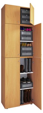 VCM Holz-Schuhschrank | Ma&szlig;e: H. 223 x B. 70 x T. 39 cm| Allzweckschrank | 5 F&auml;cher | 4 Dreht&uuml;ren | Aufsatz mit 2 T&uuml;ren- Lona