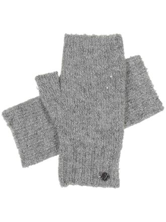 Loevenich fingerlose Handschuhe mit Glitzer | OneSize | Elegante, funkelnde Handstulpen f&uuml;r jeden Anlass Grey