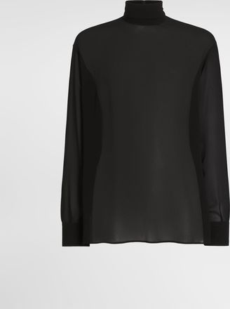 Dolce & Gabbana Hemd Aus Seidengeorgette - Mann Hemden Schwarz Seide 46