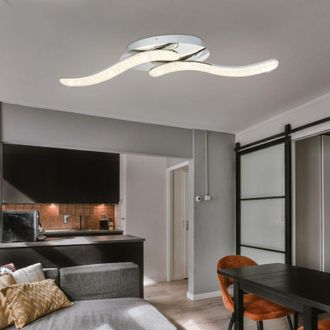 Globo Lighting Plafonnier &agrave; led pour chambre damis, projecteur en cristal, lampe chrom&eacute;e incurv&eacute;e