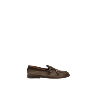 Santoni Metall Schnalle Leder Loafers mit Blockabsatz - - Shoes - Herren - Braun - 45 EU