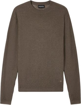 Emporio Armani Homme, Pulls, Brun, Taille: 2XL Pull textur&eacute; en laine vierge