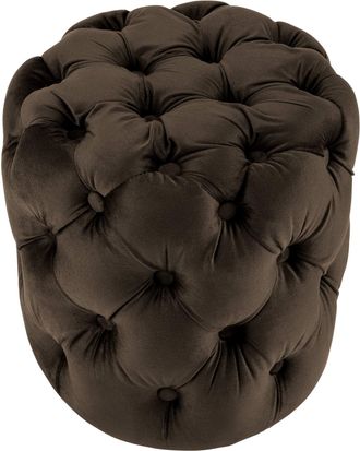 Clp Sitzhocker Samt rund, Drancy, gepolstert mit Zierknöpfen, Chesterfield-Optik, Polsterhocker für Wohnzimmer & Schlafzimmer, Farbe:braun, Größe:M