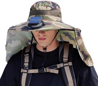 Generic Chapeau de ventilateur solaire - UPF50 Plus Couvre-chefs rafra&icirc;chissants, pare-soleil r&eacute;glable pour lext&eacute;rieur, conception de couronne ventil&eacute;e | Prot