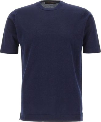 FILIPPO DE LAURENTIIS T-shirt en Coton-Cachemire - Homme - Pulls - Bleu - Taille: M