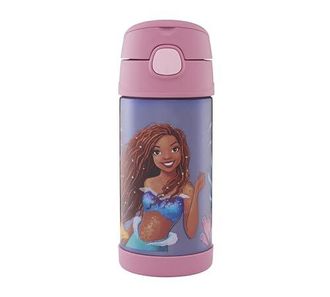 Thermos kids FUNTAINER STRAW BOTTLE DISNEY 0,35 l, Mermaid, Thermoflasche Kinder aus Edelstahl mit Trinkhalm, 12 h kalt, spülmaschinenfest, dicht ohne Kohlens