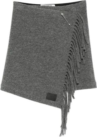Uli Schneider minijupe en laine à franges - Gris