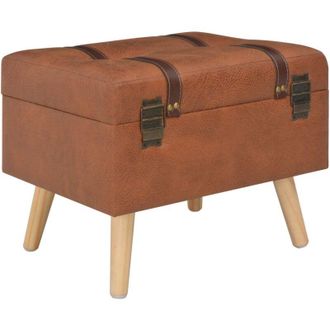vidaXL Hocker mit Stauraum 40 cm Hellbraun Kunstleder Vidaxl