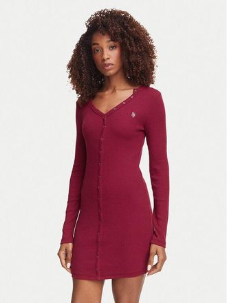 Guess Kleid f&uuml;r den Alltag W6YK04 K3826 Dunkelrot Slim Fit