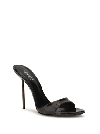 PARIS TEXAS Womens Lidia Patent Leather Mules Tortoise Sandal