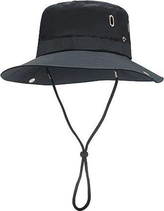 ZLYC Chapeau de soleil imperméable à large bord pliable en maille pour homme, Bord uni bleu marine 8 cm, Taille unique