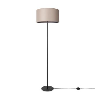 Paco Home Stehleuchte Wohnzimmer Schlafzimmer Stehlampe Dreibein Stoff Lampenschirm Modern LED Stehlampe E27 Einfarbig, Farbe:Beige (Ø38 cm), Leuchtenart/Farbe:
