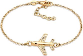 Elli Bracelet avec breloque avion orné de cristaux - Doré