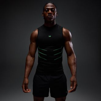 MyProtein D&eacute;bardeur sans couture Hero coupe muscle fit MP homme - Noir d&eacute;lav&eacute;/Vert alpha - XS