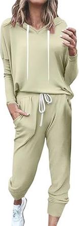Generic Surv&ecirc;tement pour femme &agrave; manches longues - D&eacute;contract&eacute; - Couleur unie - V&ecirc;tement de sport confortable - Avec capuche - Pantalon de jogging - Surv&ecirc;teme