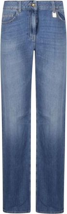 Elisabetta Franchi Femme, Jeans, Bleu, Taille: W29 Palazzo Jeans avec D&eacute;tail Logo