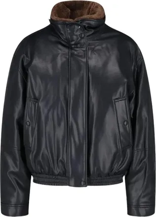 Low Classic LOW Classic - Veste en cuir synth&eacute;tique &agrave; col en fourrure - Femme - Vestes - Noir - Taille: 36 FR