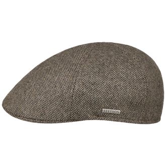 Stetson Texas Fine Herringbone Flatcap Schirmmütze Schiebermütze Herren - Made in the EU mit Schirm, Futter, Futter Herbst-Winter - XXL (62-63 cm) beige