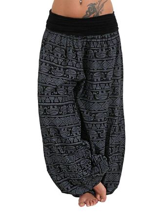 ORANDESIGNE Damen Hosen Lang Haremshose Ballonhose Pluderhose Yogahose Aladinhose Harem Sommerhose Baggy Harem Stil Sommerhose Mit Stoffg&uuml;rtel 04 Schwarz XL